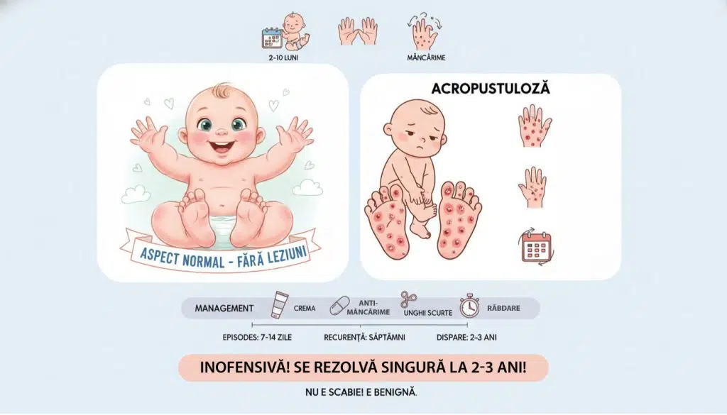 Vezicule pe mâini și picioare la bebeluș: Acropustuloza infantilă ...